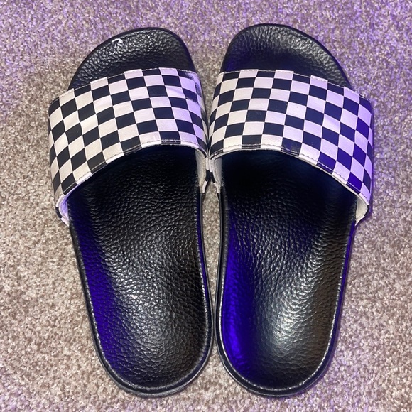 Vans | Shoes | Very Cute Van Checkered Well Worn Slides 5 Years Old ...
